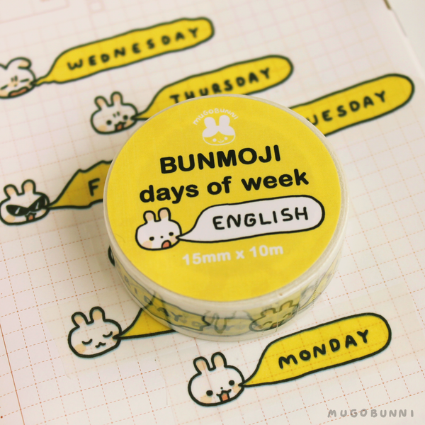 Days of the Week Bunmoji Washi Tape – mugobunni