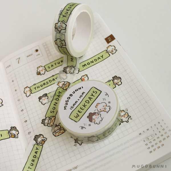 Days of the Week Light Pistachio Mugo Washi Tape – mugobunni