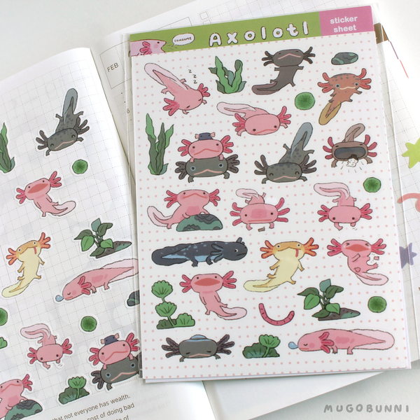Axolotl Sticker Sheet – mugobunni