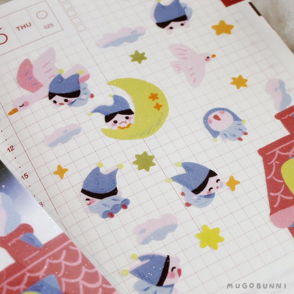 Night Flight with Mugo Sticker Sheet – mugobunni